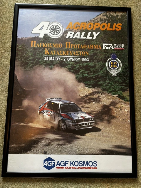 POSTER VINTAGE RARO 70x50 Corniciato Colori Rally Acropoli 1993 Delta ...