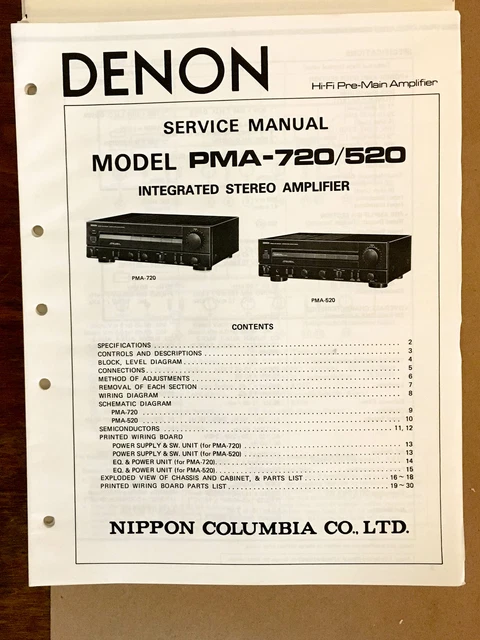 DENON PMA-720 PMA-520 Preamplificatore/manuale di servizio ...