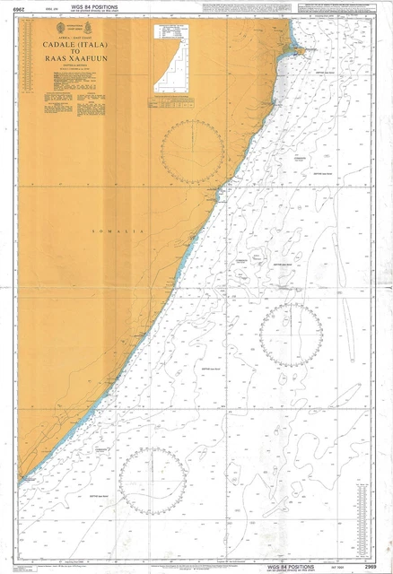 CARTE MARINE PAPIER Admiralty 2969 Cadale À Raas Xaafuun Côte Est De L ...