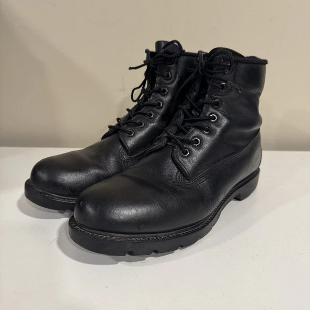 VINTAGE TIMBERLAND BOOTS Mens Size 9 Black Combat Boot Military Leather ...