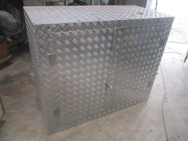 ALUMINIUM CHEQUER PLATE Storage Cabinet Van Vault Truck Lock Box Hgv ...