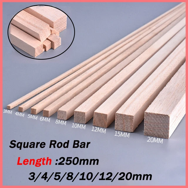 SQUARE WOODEN ROD Bar Stick Strips Model Hobby Craft Airplane Boat ...