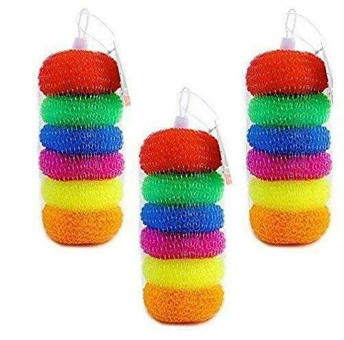 PLASTIC SCRUBBER ROUND Nylon Scrubbers for Pots and Pans Multicolour ...