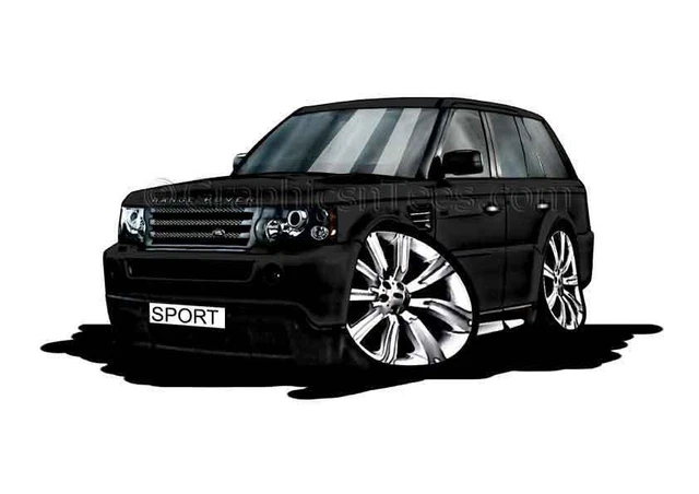 RANGE ROVER SPORT Black Caricature Car Cartoon A4 Print £11.99 ...