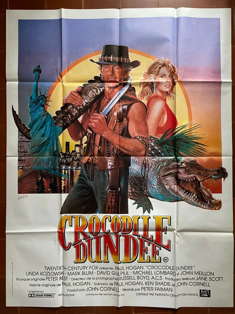 AFFICHE CROCODILE DUNDEE Peter FAIMAN Paul HOGAN Linda KOZLOWSKI ...