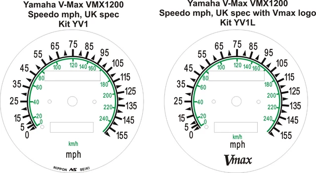 YAMAHA VMX1200 VMAX Anniversary Speedo Gauge Overlay Mph & Kmh £19.44 ...