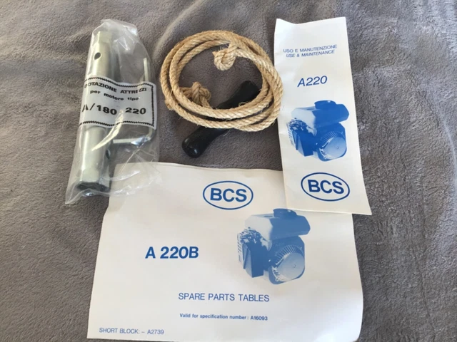 BCS A220B ENGINE use guide spare parts guide tool kit and pull cord $23 ...