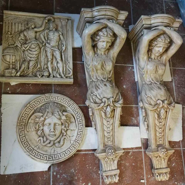 3 X BAS RELIEF Greek Karyatid Stucco Gips Sculptures Greek Greece £857. ...