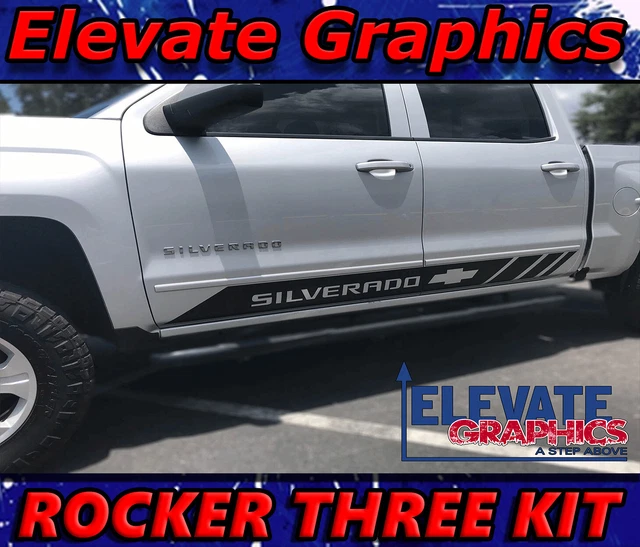 FOR CHEVY SILVERADO Rocker Three Stripes Vinyl Graphics Decals Sticker ...