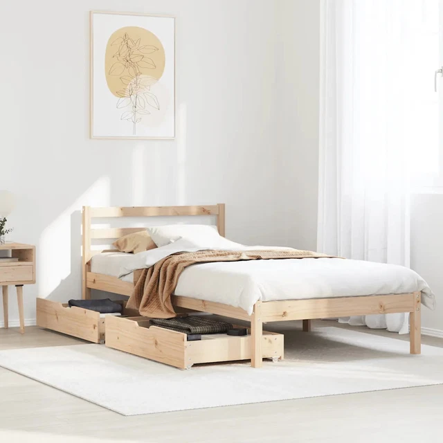 WALPLUS SOLID PINE Wooden Bed Frame 75x190 cm Small Single Bed No Mattress £142.95 - PicClick UK