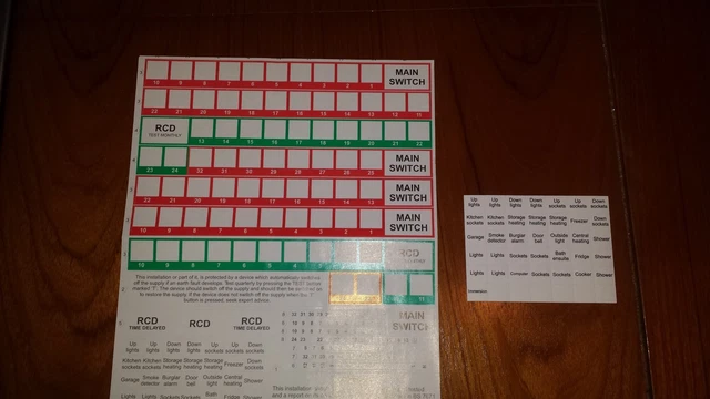 HIGH QUALITY CONSUMER Unit, Fuse Board Labels, Stickers, Wylex Legrand ...