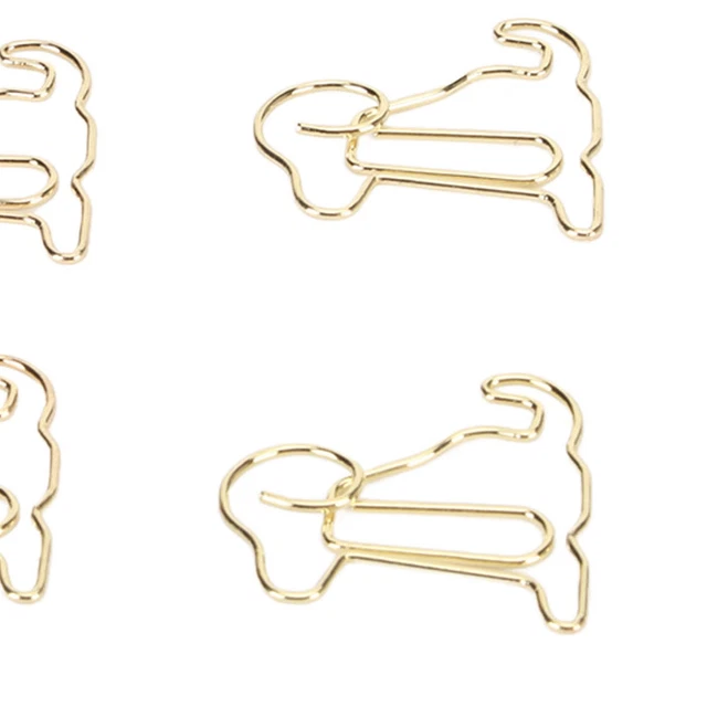 GOLD DOG SHAPE Metal Paper Clips 100 Pcs Improved Skid For Office And ...