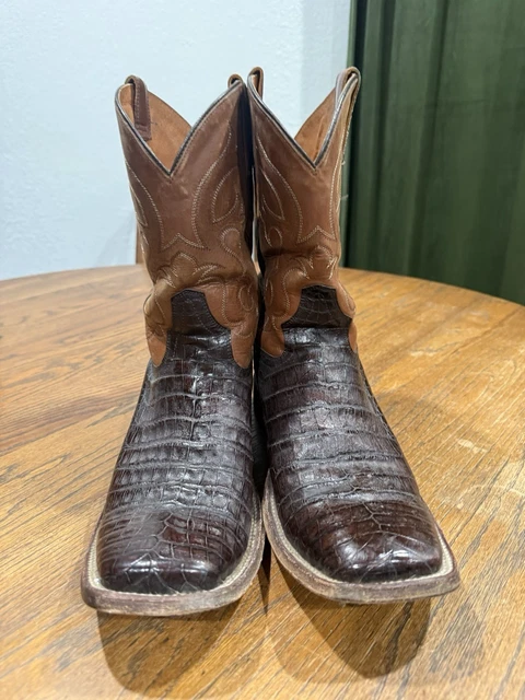 TONY LAMA MEN'S Burnished Caiman Belly Western Boots - Broad Square Toe ...