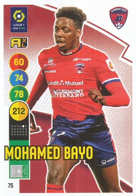 075 MOHAMED BAYO # Clermont Foot Carte Card Adrenalyn Ligue 1 2022 ...