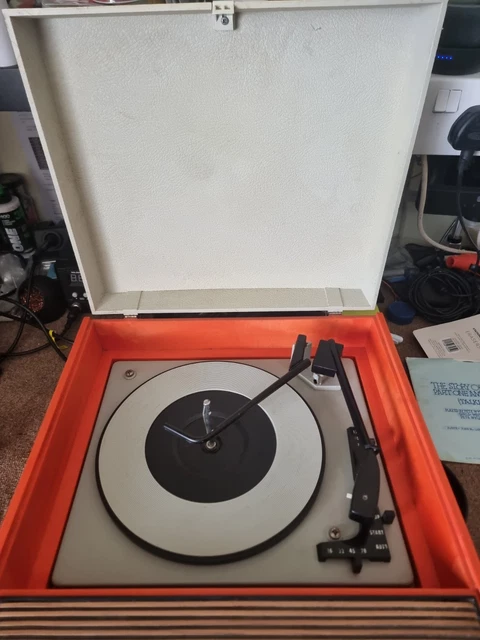 VINTAGE 1970'S FIDELITY HF43 Record Player in Orange. BSR Deck. SPARES ...