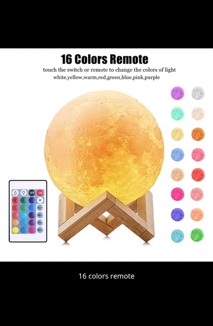 20CM LED MOON Lamp 3D Rechargeable Moon Light with Remote Touch Control ...