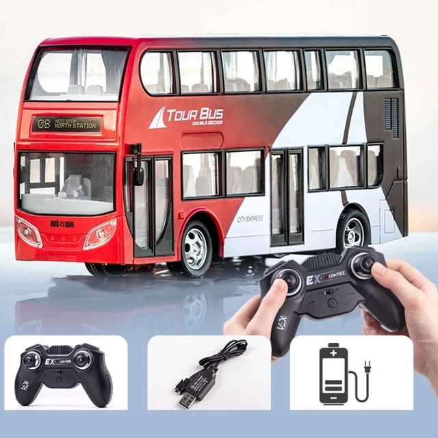 RC DOUBLE DECKER Bus Light Up Remote Control Bus Girls Boys Red London ...