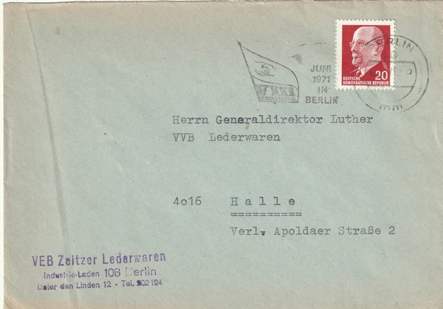 DDR, LETTERA CON macchina pl. Berlino "VIII. Parteitag" 1971 mm EUR 1 ...