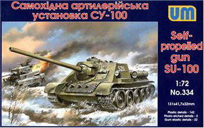 UNIMODEL 334 SU-100 Soviet Self-Propelled Gun WWII 1/72 scale model kit ...