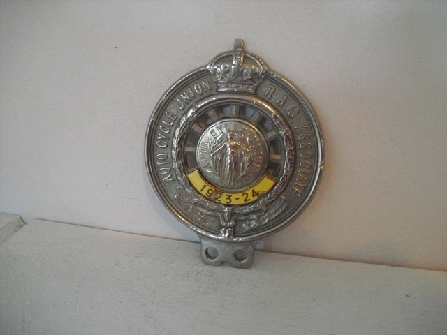 RARE 1920S,AUTO CYCLE Union/ RAC Car Badge, Enamel Year Bar, Morris ...
