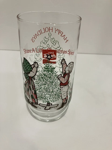 Vintage Coca Cola Holly Hobbie Christmas Happy Holidays Drinking Glass