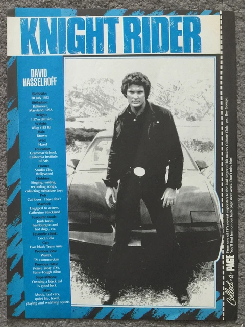 DAVID HASSELHOFF / KNIGHT RIDER - 1983 Full page UK magazine poster BAYWATCH £3.95 - PicClick UK