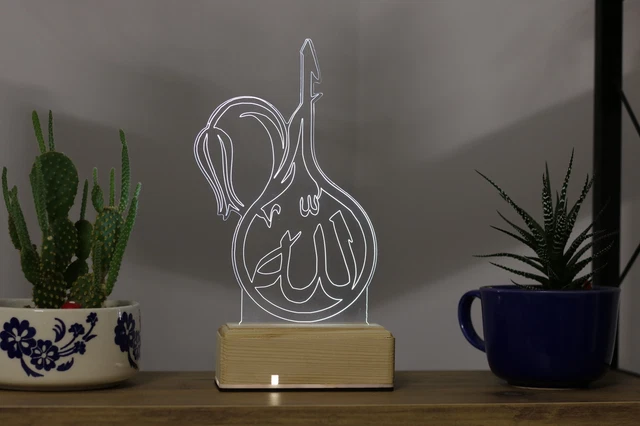 HANDMADE ISLAMIC CALLIGRAPHY 3D LED Lighted Islamic Gift Islamic Art ...
