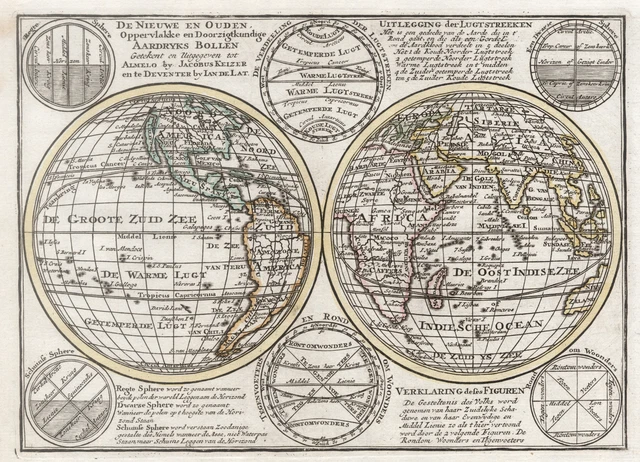 WORLD MAP ORIGINAL Copperplate Map De Lat 1788 £351.37 - PicClick UK