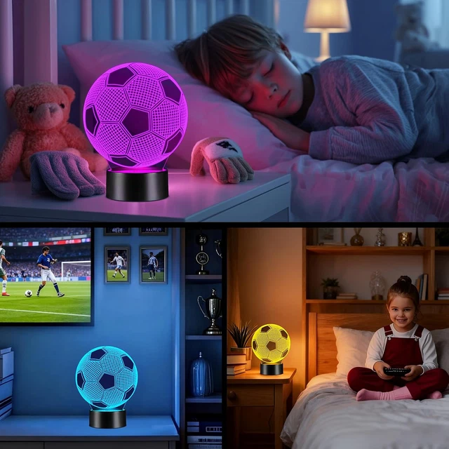 LINKAX FOOTBALL GIFTS for Boys, 3D Illusion Football Night Light for ...