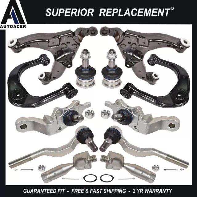 FRONT SUSPENSION UPPER Lower Control Arms Ball Joints Tie Rod Kit 12p ...