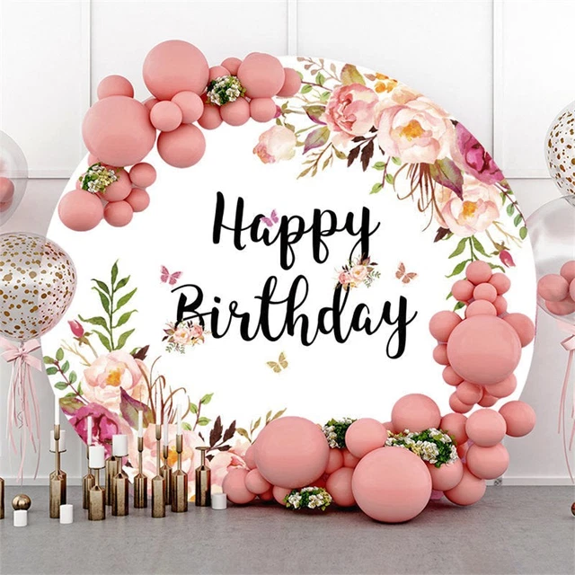 CIRCLE PINK FLORAL White Backdrop For Happy Birthday $36.09 - PicClick AU
