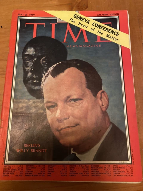 TIME MAGAZINE 1959 Willy Brandt Germany Berlin Geneva Vintage Adverts ...