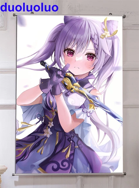 KEQING POSTER ANIME Girl Genshin Impact Wall Scroll Art Home Decor 60 ...