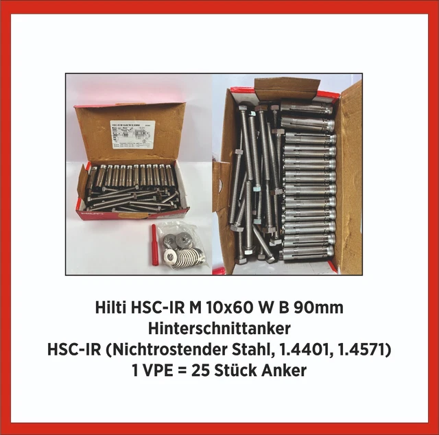 HILTI UNDERCUT ANCHOR HSC-IR M10x60 with Reduced Mounting Depth *25 ...
