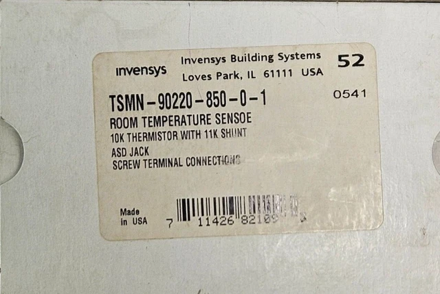 INVENSYS TAC ROOM Temperature Sensor TSMN-90220-850-0-1 10K Thermistor ...