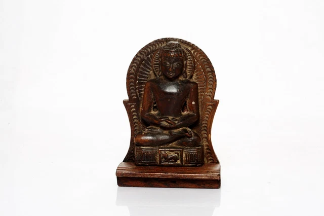 ANCIENT RARE WOODEN Hand Carved Jain God Mahaveer Statue Figurine ...