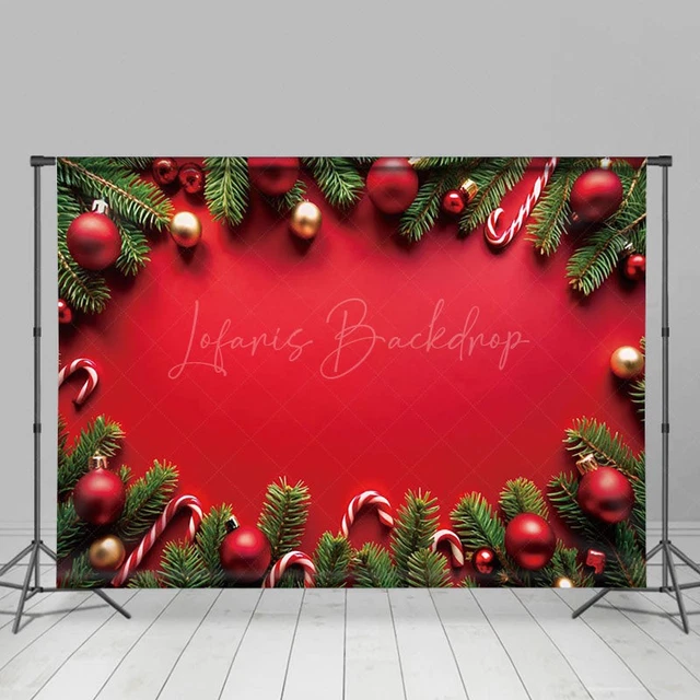 LOFARIS RED WALL Pine Leaves Bells Christmas Vibe Backdrop $37.94 ...
