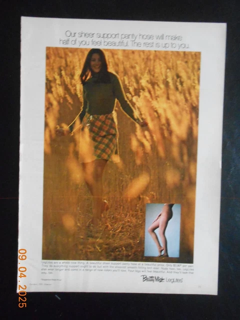 1970 SEXY FEMALE model long legs Beauty Mist LegLites pantyhose hosiery ...