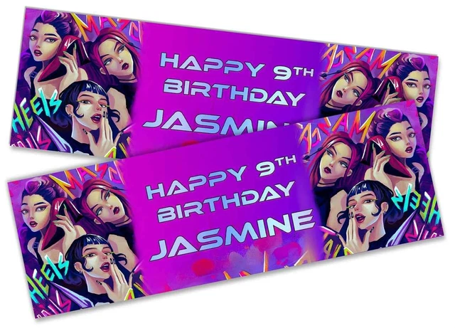 X2 PERSONALISED BIRTHDAY Banners kpop demon hunters Design Party ...