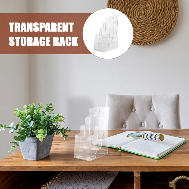 CLEAR HOLDER DISPLAY Rack Acrylic Wall Mounted Stand For Office Paper ...