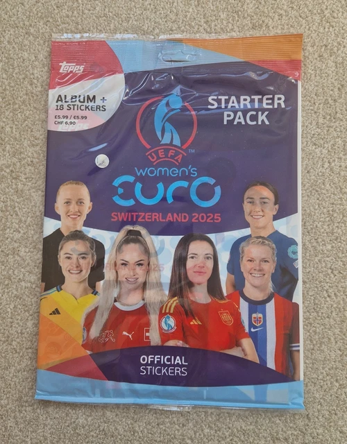 TOPPS UEFA WOMEN'S Euro Switzerland 2025 Starter Pack Official Stickers ...