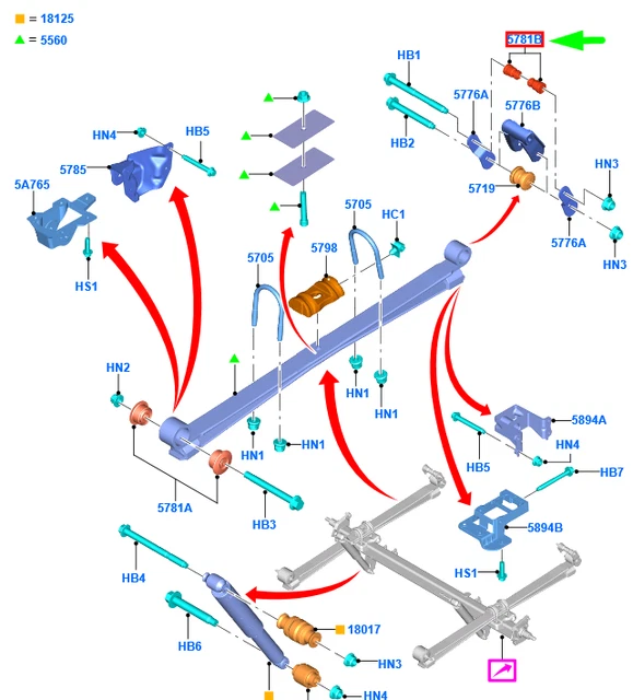 FORD TRANSIT MK4 Rear Leaf Suspension Spring Rear Bush 2528885 NEW ...