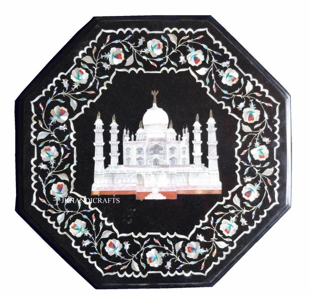 3'X3' MARBLE DINING Table Side Table Top Semi Precious Taj Mahal Hotel ...
