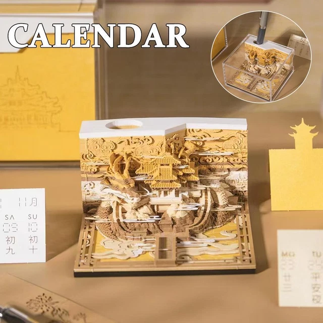 2025 3D CALENDAR Creative Paper Carving Art Memo Pad Desk Calendars ...