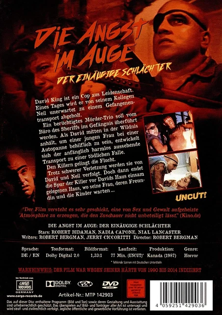 DIE ANGST IM Auge: Der einäugige Schlächter (DVD) Robert Bidaman Nadia ...