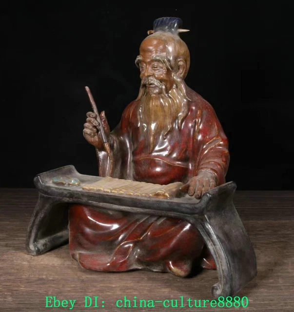 WUCAI PORCELAIN CONFUCIUS Educationist Statue Statue de l'éducateur ...
