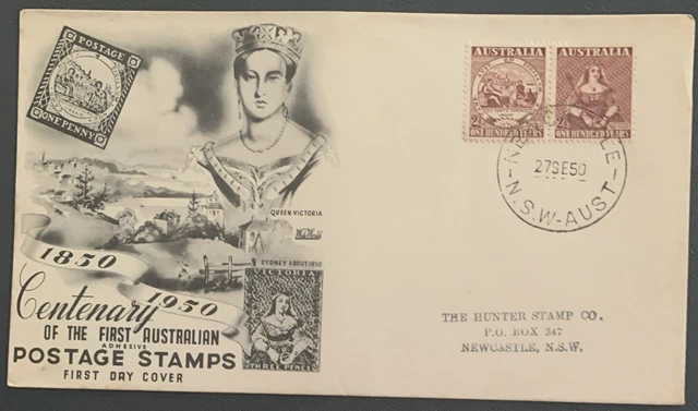 AUSTRALIAN FDC 1950 Centenary Of The 1st Australian Adhesive Postage ...