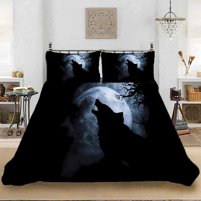 THERE ALWAYS A Big Wolf Whining 3D Quilt Duvet Doona Cover Set Pillow ...
