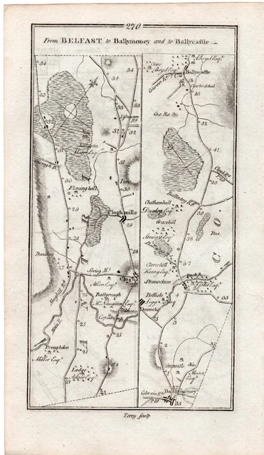 TAYLOR SKINNER IRELAND Map Belfast Ballyclare Cloughmills Ballymena ...