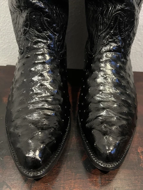 NEW FULL Quill Ostrich Cowboy Boots Black Size 9 Full Smooth Ostrich ...